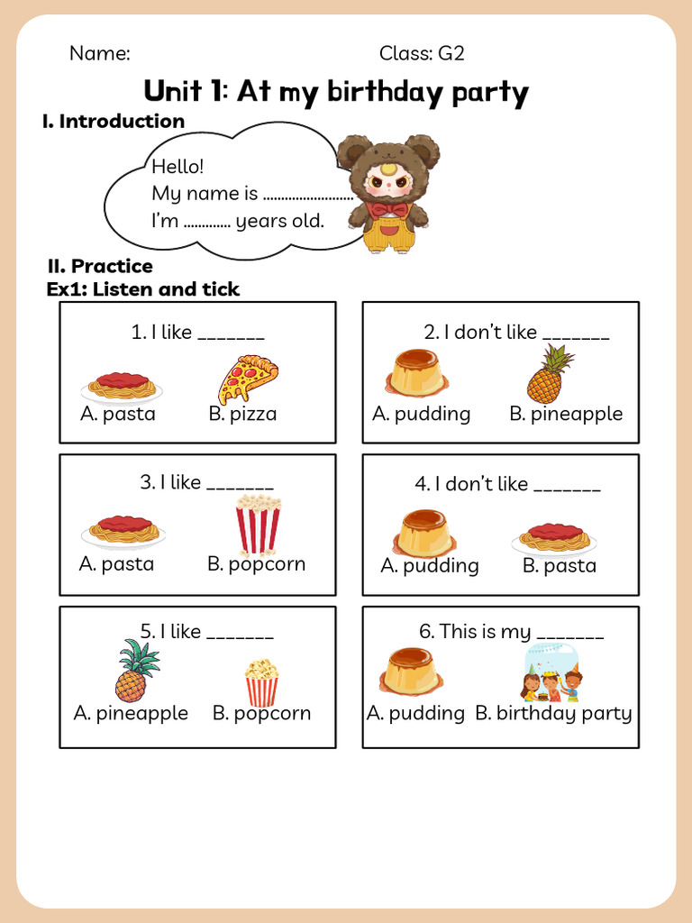 Birthday Party English Practice Activities | PDF