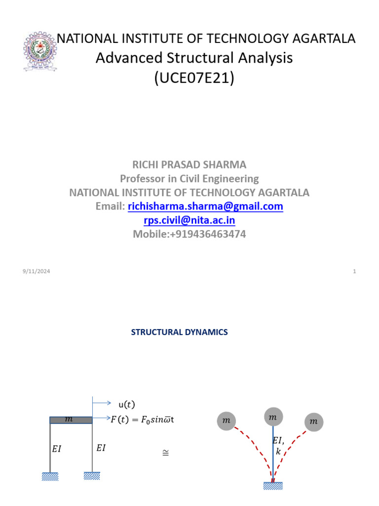 Lecture 6 Introduction to Structural Dynamics | PDF | Force | Oscillation