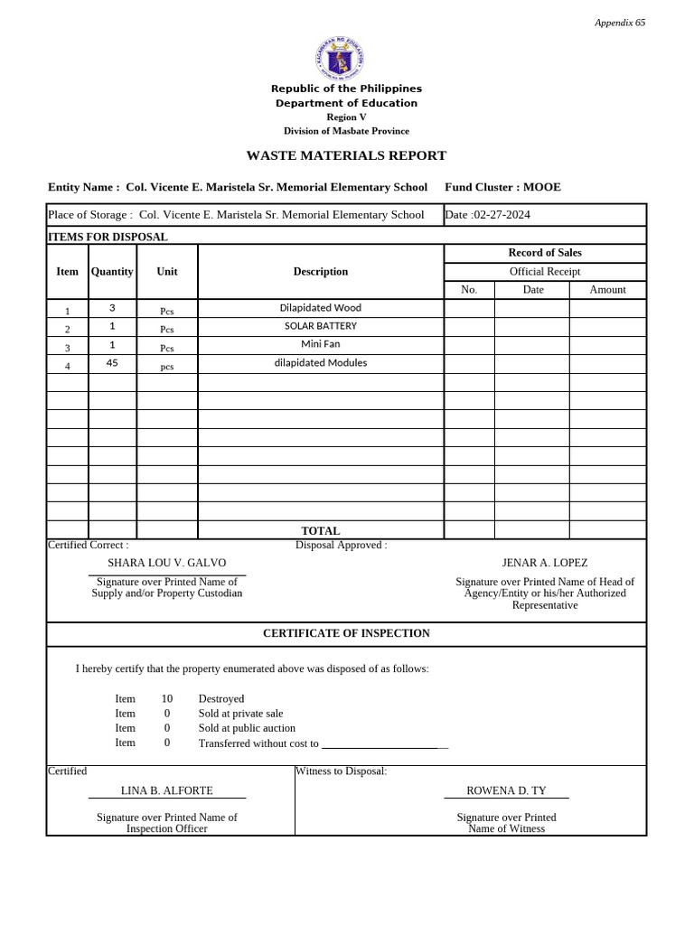 Waste Material Report | PDF