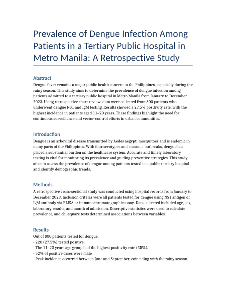 Dengue_Prevalence_Research_Paper | PDF | Yellow Fever | Health Sciences