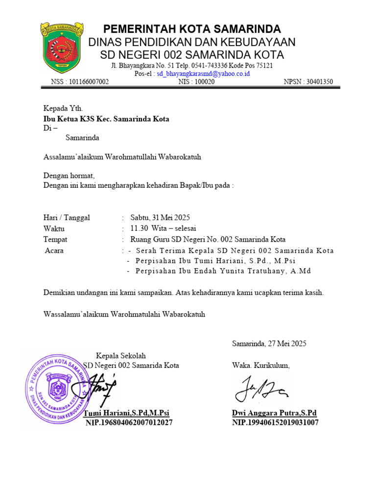 Undagan Serah Terima Dan Perpisahan Ketua K3S | PDF