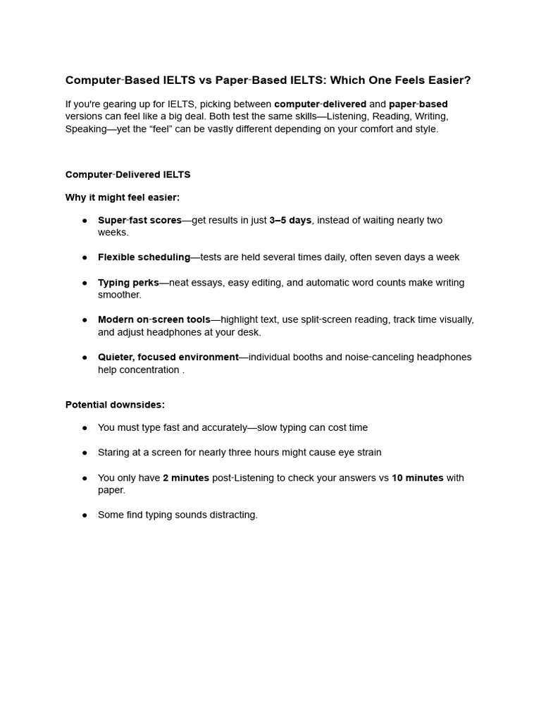 Computer vs Paper IELTS: Which is Easier? | PDF