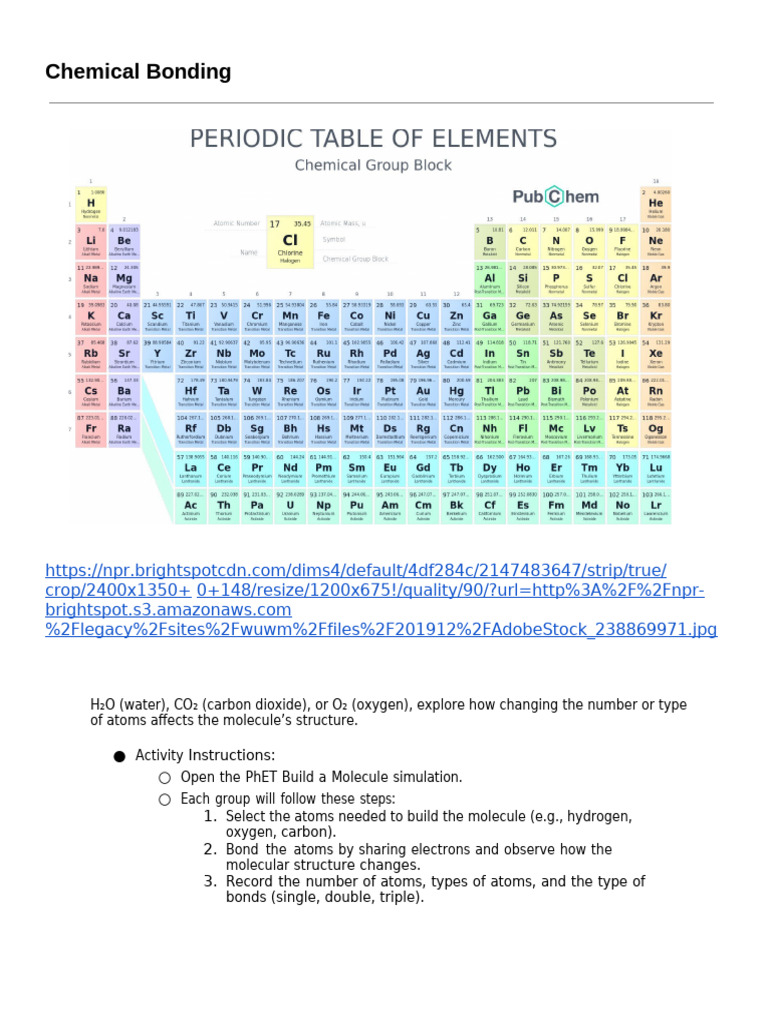 MYP 2 Chemical Bonding | PDF | Ion | Chemical Compounds