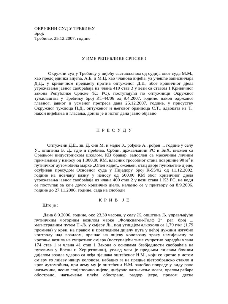 Kazna + Sigurnosna Mjera | PDF