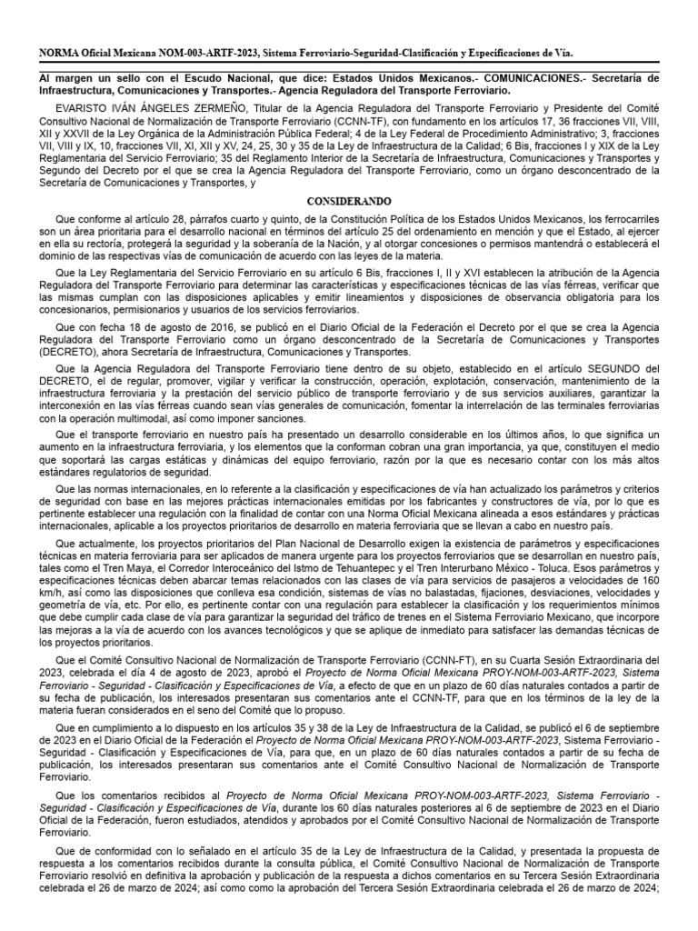Nom em 003 Artf 2023 | PDF | México | Tren