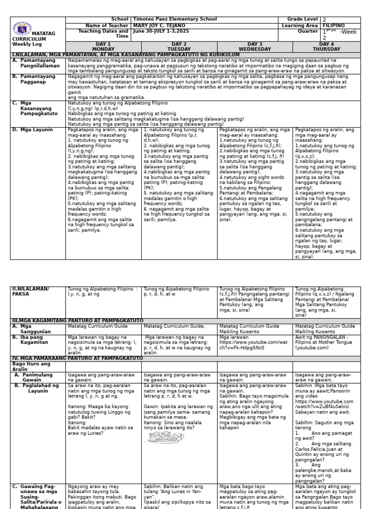 DLL Fil - Week 2 | PDF