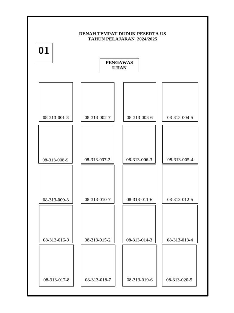 Denah Tempat Duduk Peserta Us | PDF