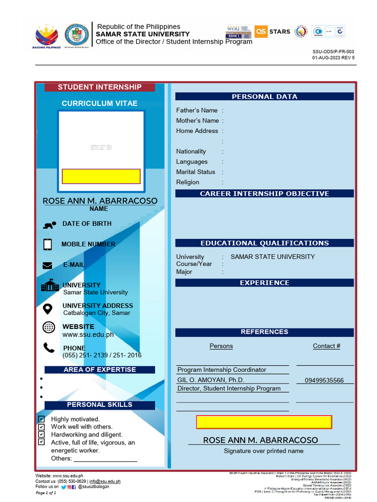 Personal Data Sheet Sample | PDF