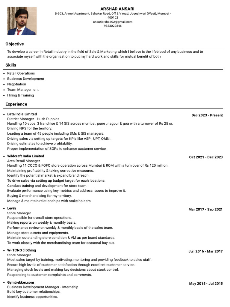 Naukri ArshadMansoorAnsari (8y 0m) | PDF | Customer | Business