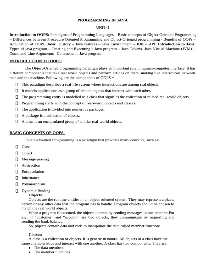 Java Programming and OOP Concepts | PDF | Data Type | Class (Computer Programming)