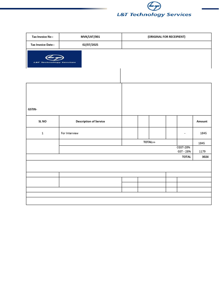 Payment Bill L&T Technology Services | PDF