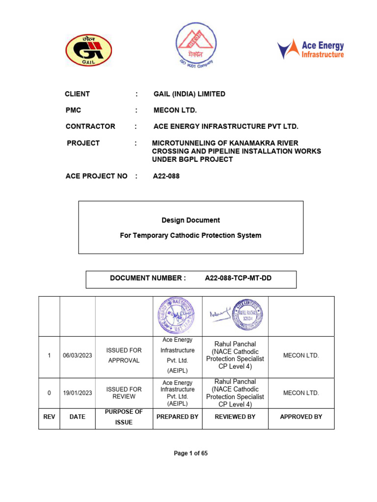 Design Document for Temporary Cathodic Protection System - MT | PDF ...