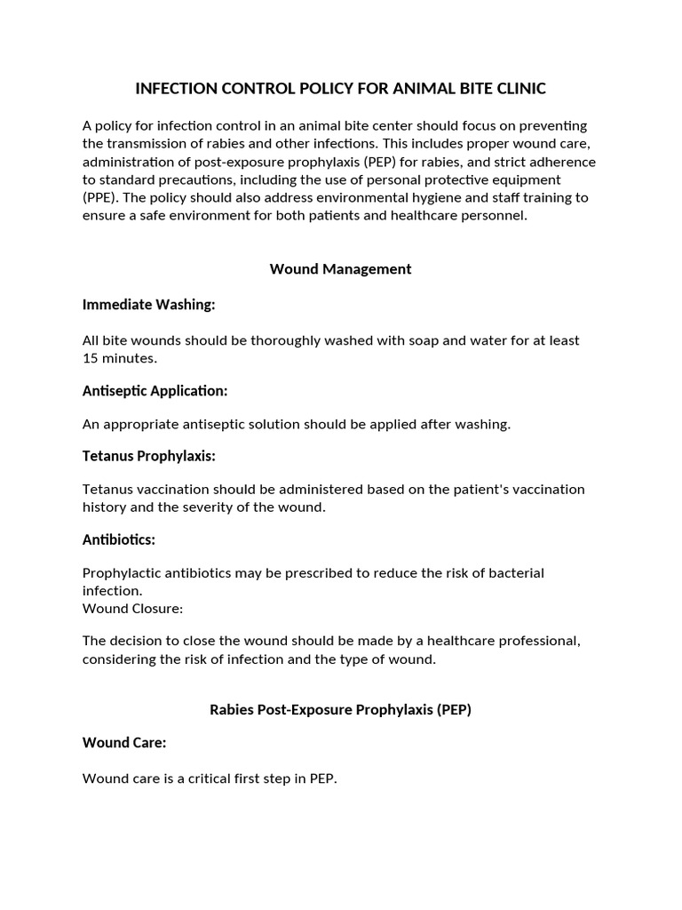 Infection Control in Animal Bite Clinics | PDF | Immunology | Human ...