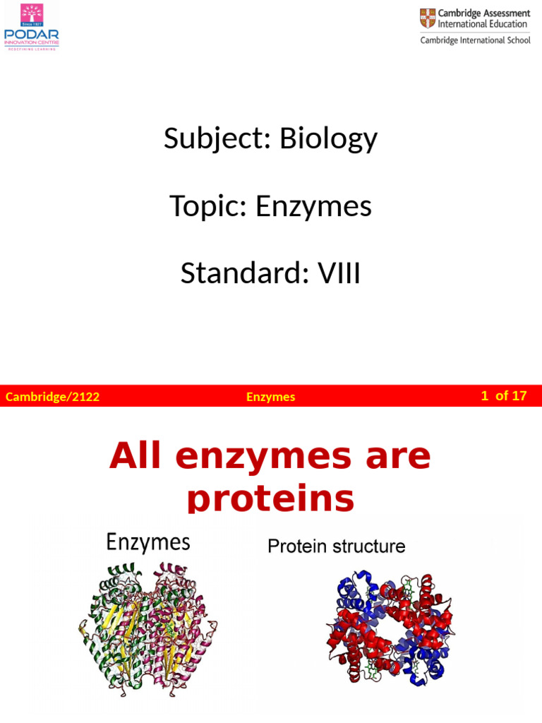 3 - Cambridge - VIII - Bio - CH 5 Properties of Enzymes | PDF | Enzyme | Chemistry