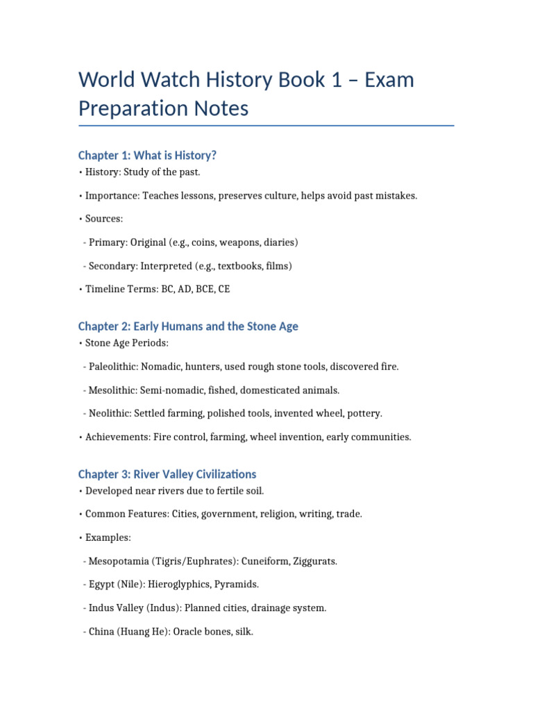 World Watch History Book 1 Overview | PDF