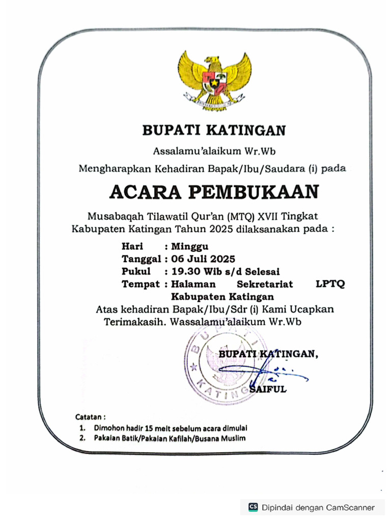 Undangan MTQ Xvii | PDF