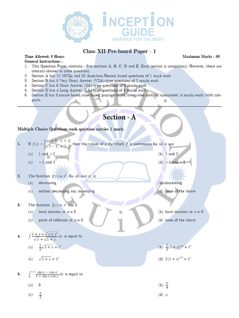 Class 12 Math Preboard Paper 1 | PDF | Market Segmentation | Marketing