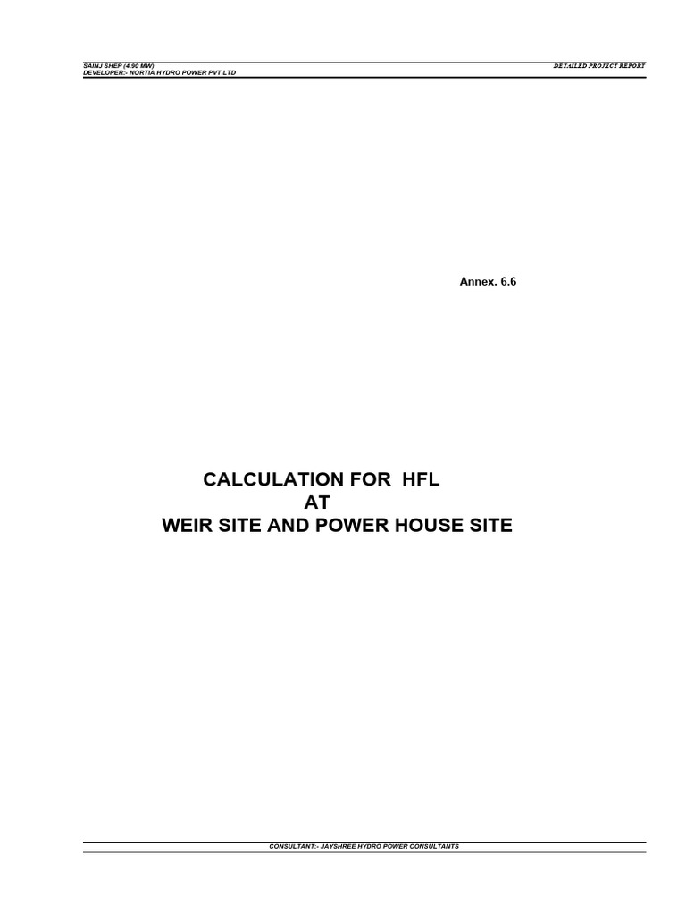 HFL at Trench Weir & Power House | PDF | Aquatic Biomes | Flood Control
