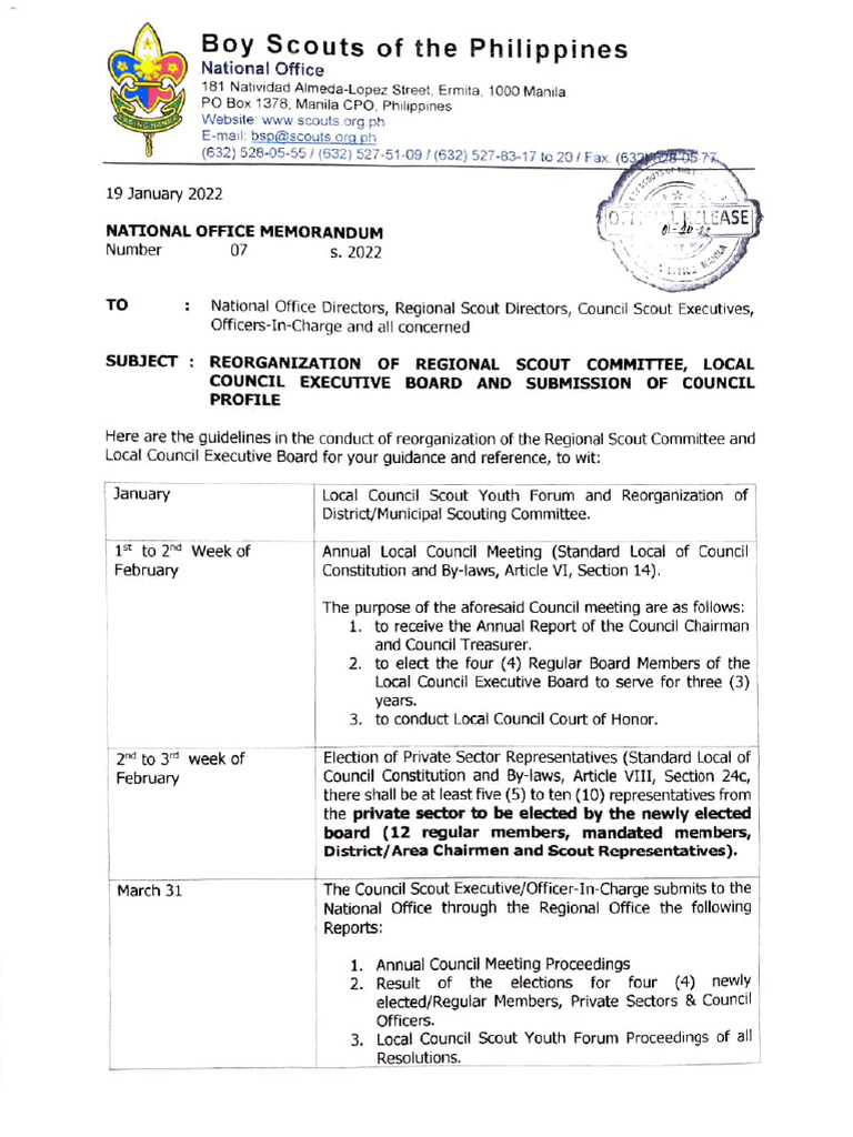 Reorganization Guidelines for Scout Committees | PDF