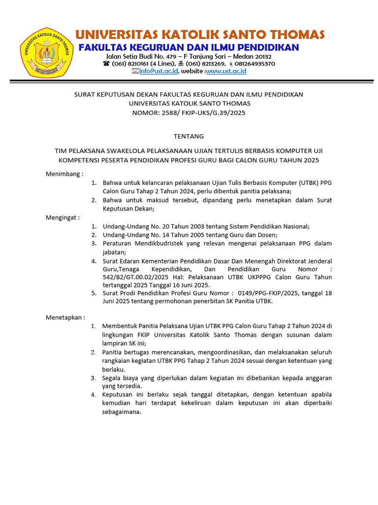 Surat Keputusan Tim Pelaksana Swakelola 2025 | PDF