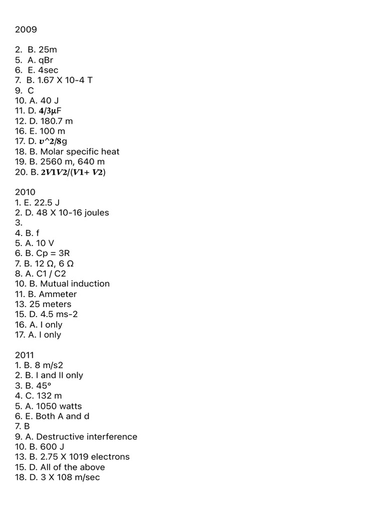 NTS Physic Answer Key (Corrected) | PDF