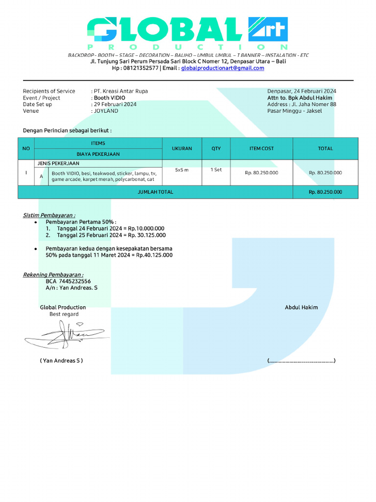 Quatation Booth VIDIO | PDF