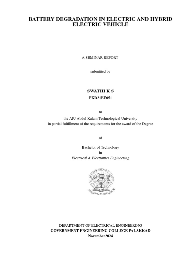 Battery Degradation in Electric and Hybrid Electric Vehicle | PDF ...