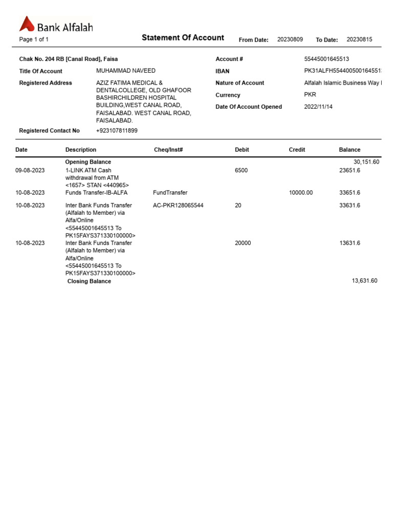 Bank Statments | PDF