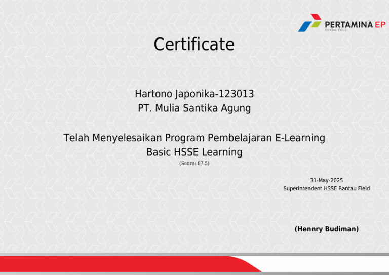 Sertificate BHL | PDF