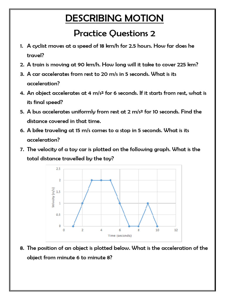 Describing Motion Worksheet 2 | PDF