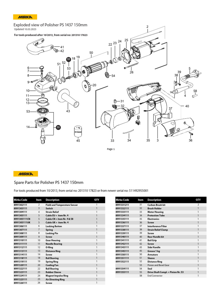 Exploded View Mirka Polisher PS1437 | PDF | Mechanical Engineering ...