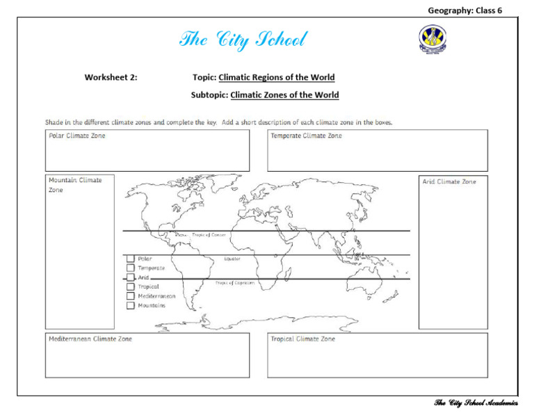 Worksheet 2-Climatic Zones of The World | PDF