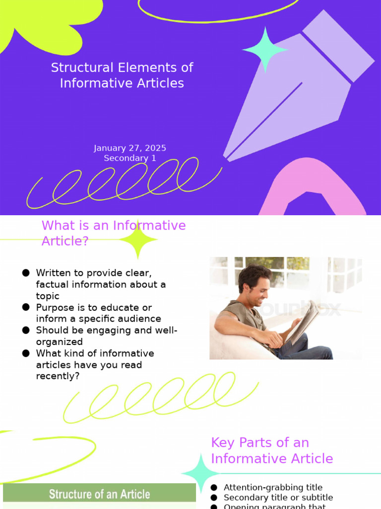 Structural Elements of Informative Articles - 7th Grade | PDF