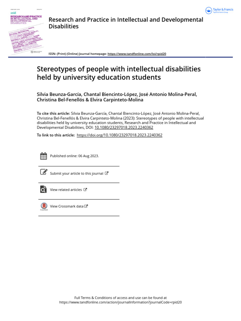 Stereotypes of People With Intellectual Disabilities Held by University ...