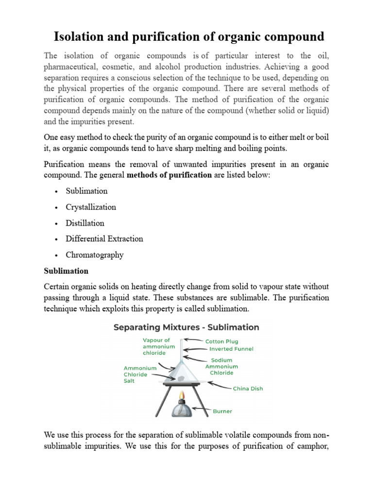 Isolation and Purification of Organic Compound | PDF | Distillation ...