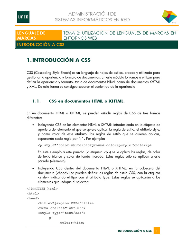 Introducción a CSS en Documentos Web | PDF | HTML | Hipertexto