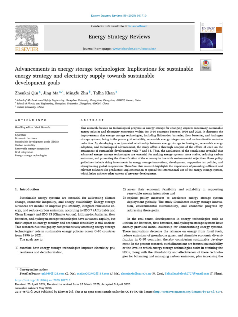 Energy Storage Innovations for Sustainability | PDF | Sustainable ...