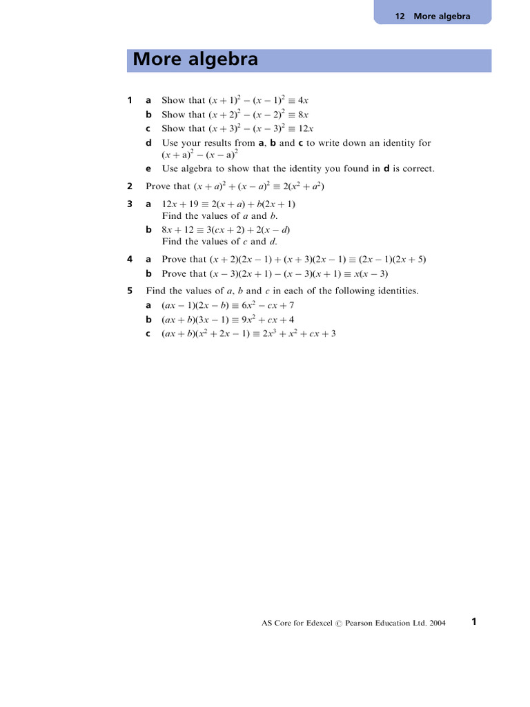12 More Algebra - Access Exercise | PDF