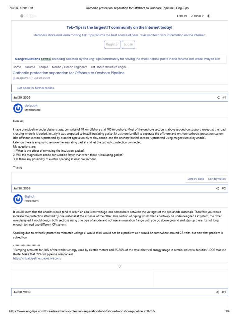 Cathodic Protection Separation For Offshore To Onshore Pipeline - Eng ...