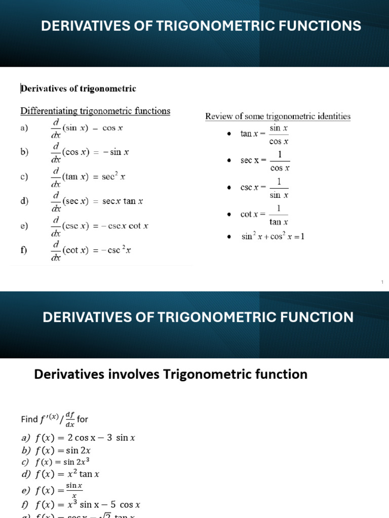 4 SQQM1034 Derivatives of Trigonometric Functions | PDF | Trigonometric Functions | Special ...