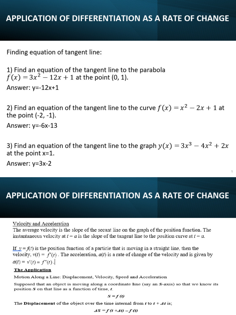 5 SQQM1034 Differentiation As A Rate of Change | PDF | Derivative | Tangent