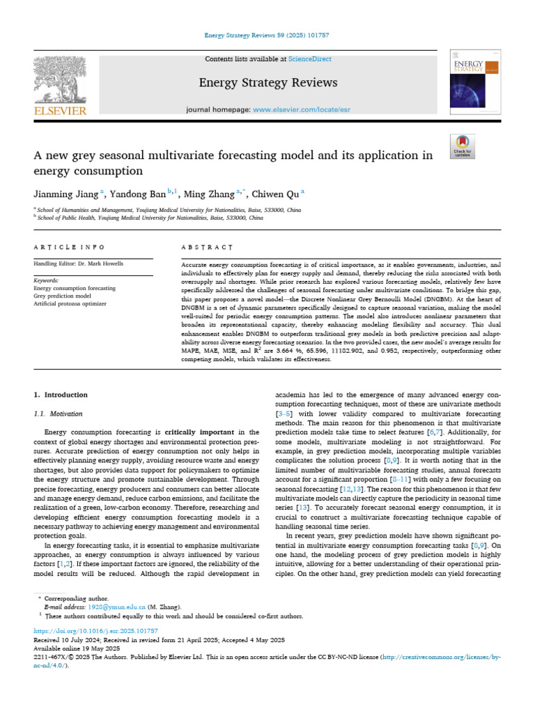 A New Grey Seasonal Multivariate Forecasting Model and It - 2025 - Energy Strate | PDF ...
