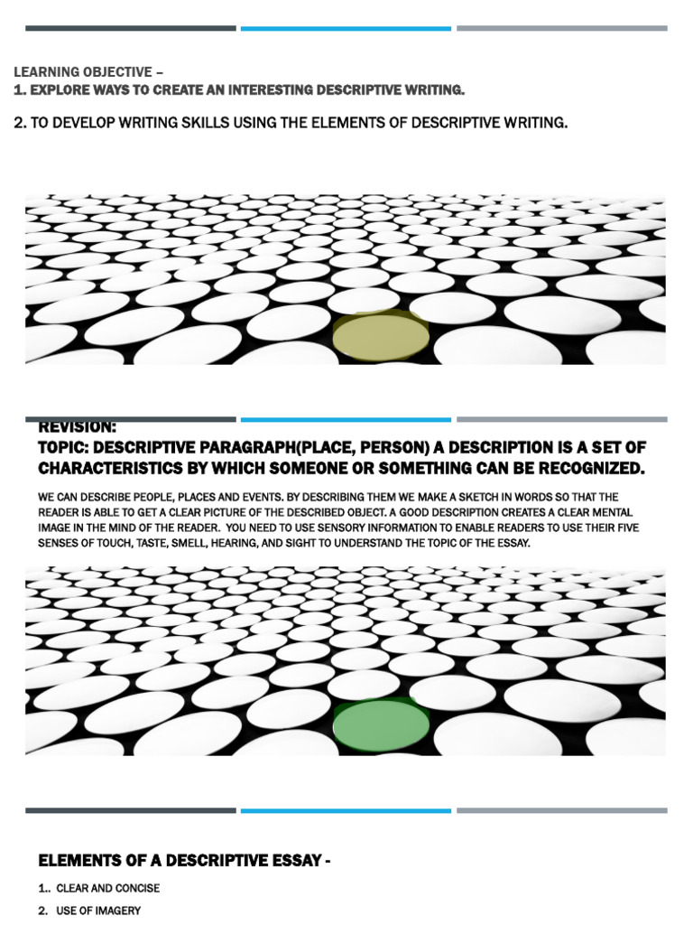 Descriptive Writing Guide for Grade 9 | PDF