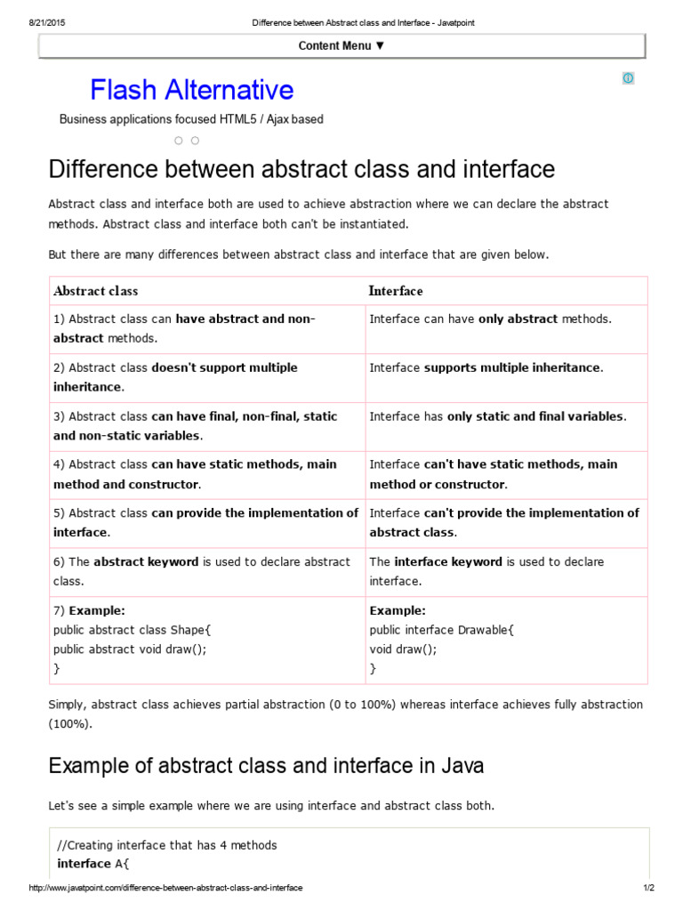 Abstract Class vs Interface in Java | PDF | Class (Computer Programming ...