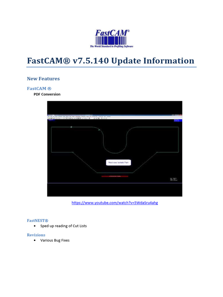 FastCAM® v7.5.140 Update Overview | PDF