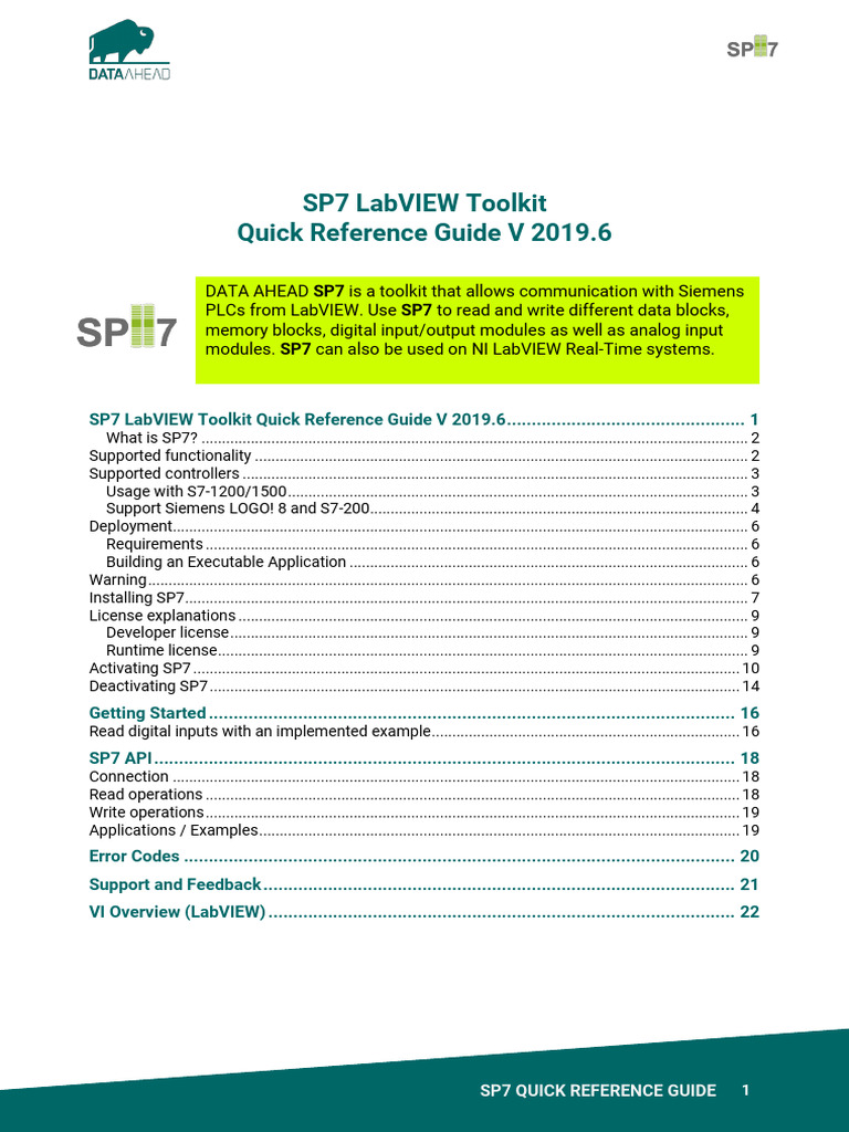 SP7 Quick Reference Guide | PDF | Programmable Logic Controller | Integer (Computer Science)