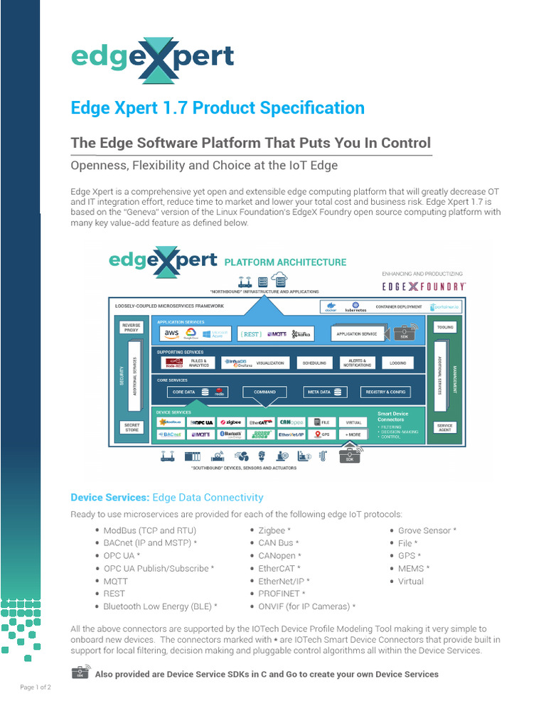 Edge Xpert 1 7 Product Specification | PDF | Internet Of Things | Cloud ...