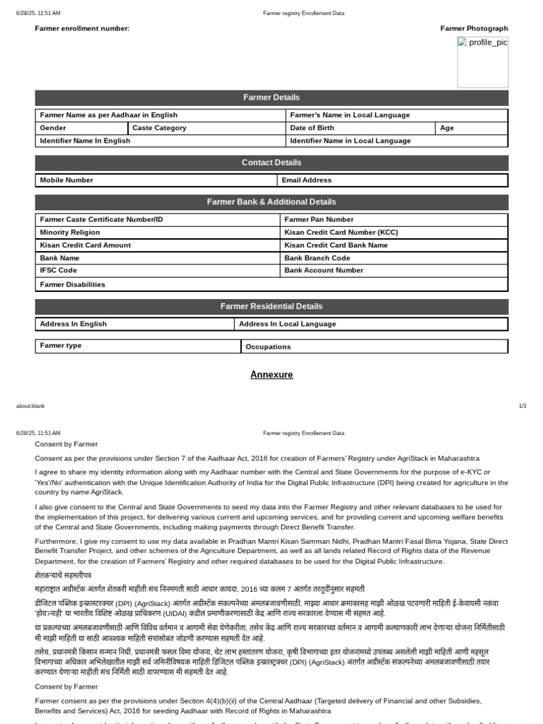 Farmer Registry Enrollement Data | PDF