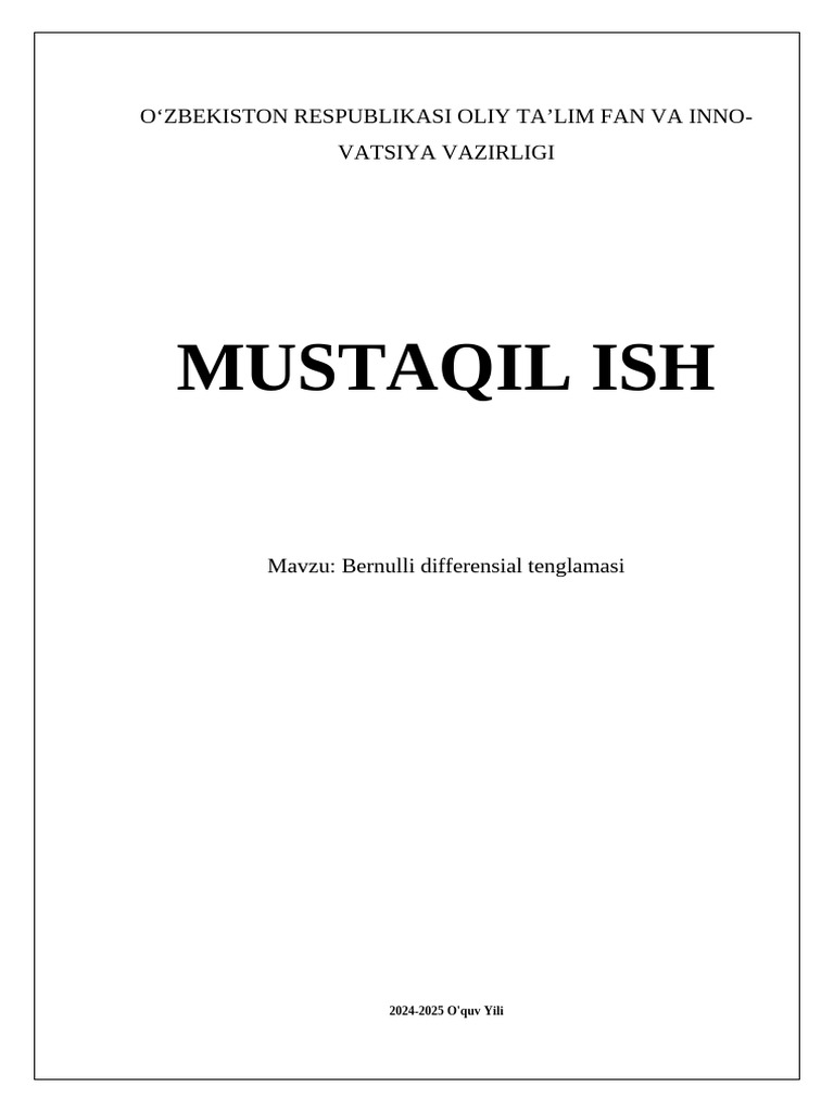 Bernulli Differensial Tenglamasi | PDF