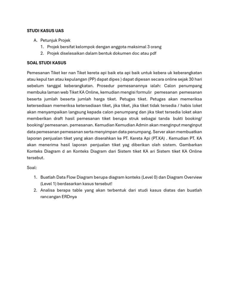 Studi Kasus Uas - Analisa Perancangan Sistem | PDF